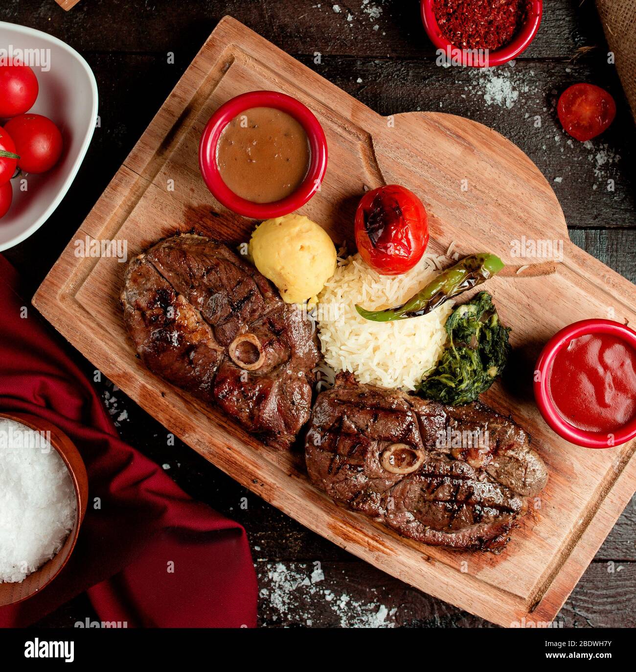 Steak rice salt hi-res stock photography and images - Alamy