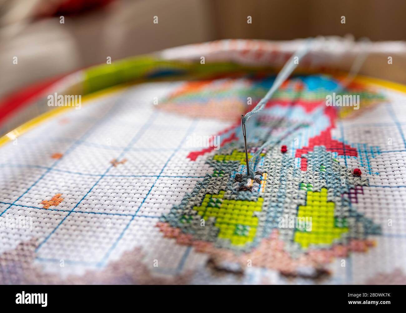 hand embroidery with embroidery needle Stock Photo - Alamy