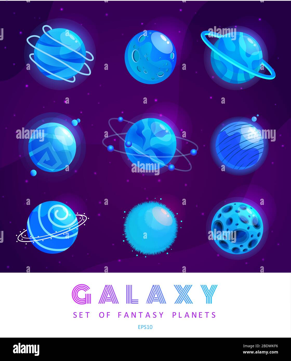 Vector set of cartoon planets. Colorful set of isolated objects. Space ...