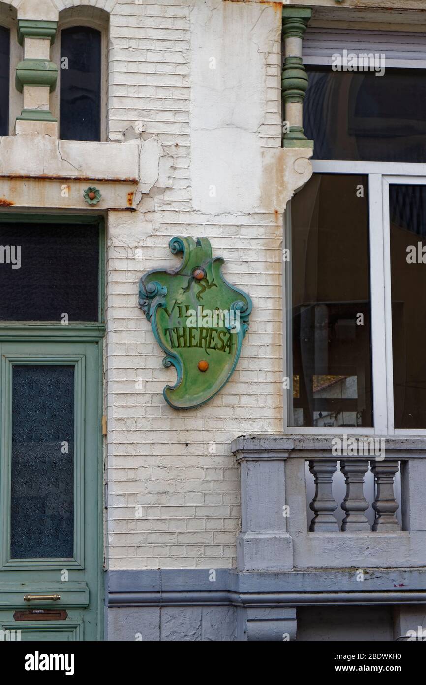 An Old traditional French House sign outside the Front Door of a shabby ...