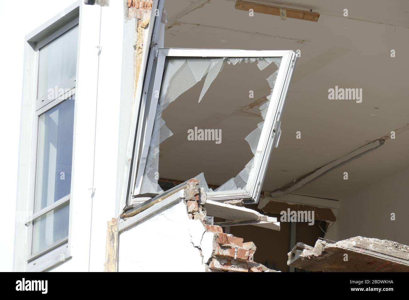 Old window with shattered glass on a demolition house Stock Photo - Alamy