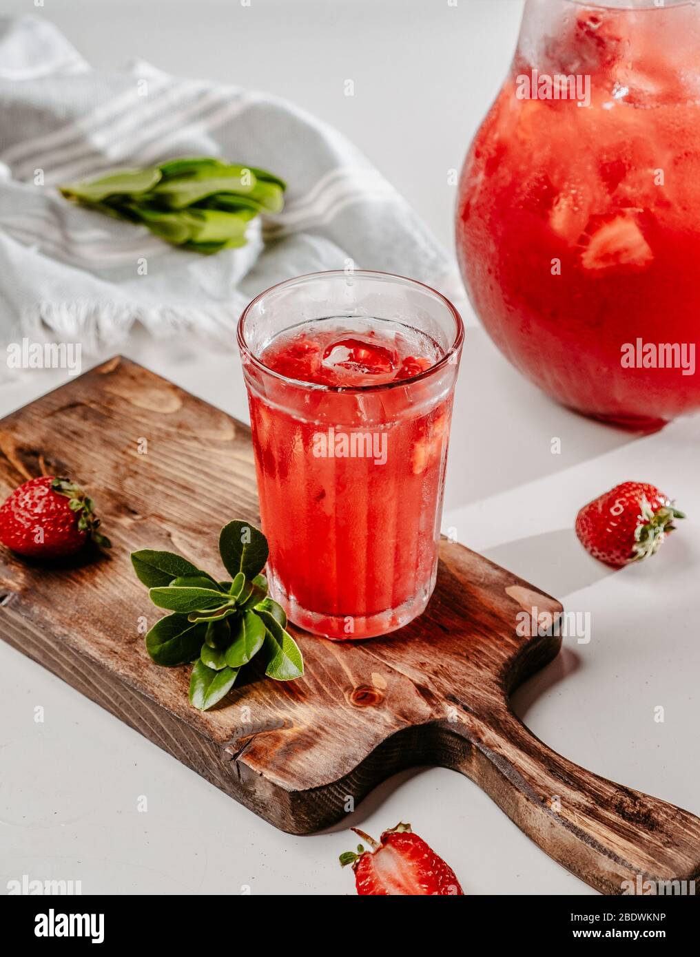 strawberry lemonade on the table Stock Photo - Alamy