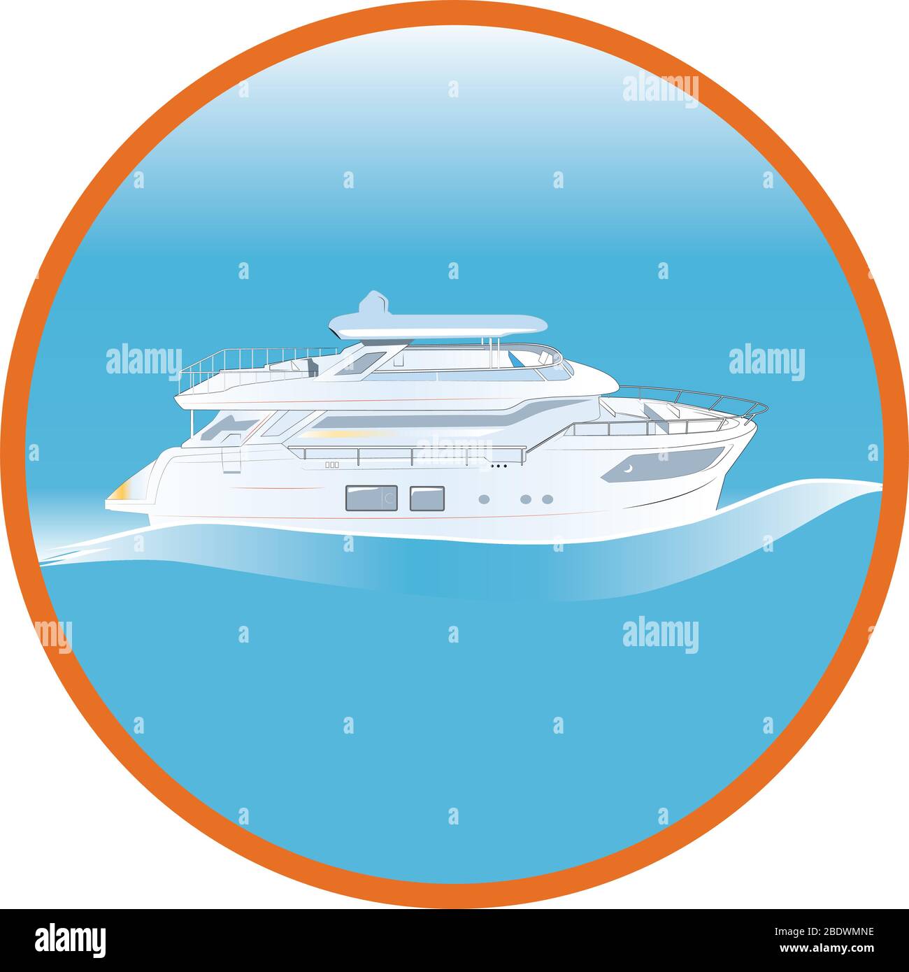 White luxury yacht or white boat in open sea Stock Vector Image & Art ...
