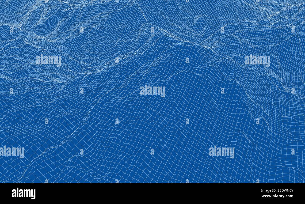 Abstract 3d wire-frame landscape. Blueprint style Stock Vector Image ...