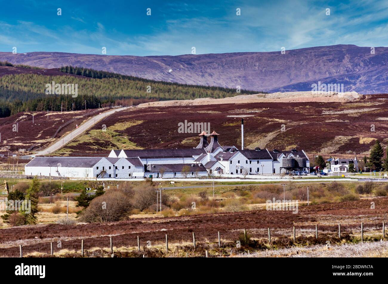 Dalwhinnie Whisky Distillery in Dalwhinnie Highland Scotland UK seen ...
