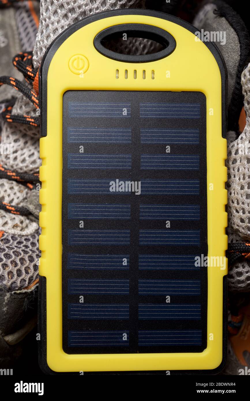 Portable solar cell for nature excursions Stock Photo - Alamy