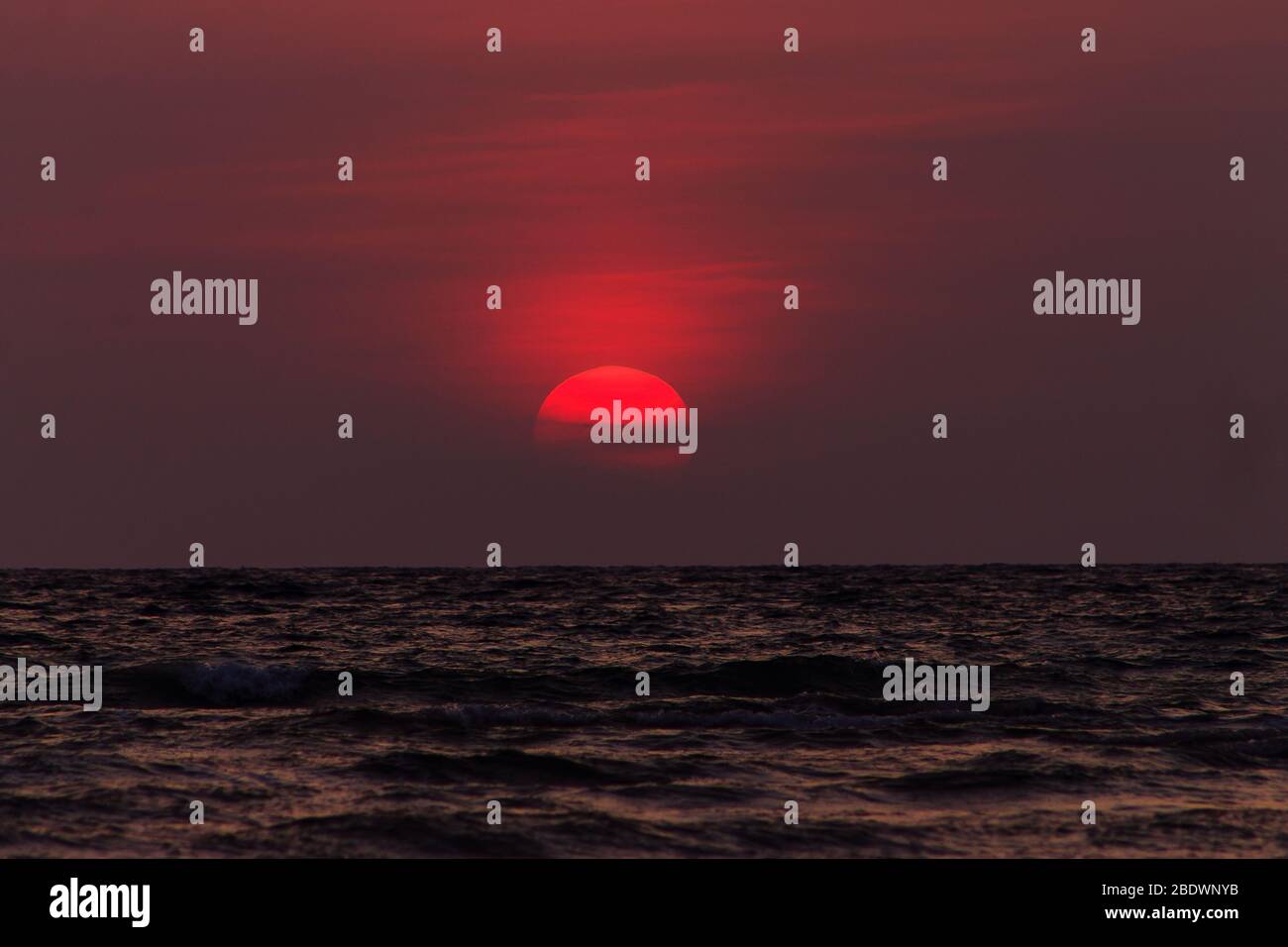 Amazing beautiful wide orange colorful sunset in Thailand Ko Lanta ...