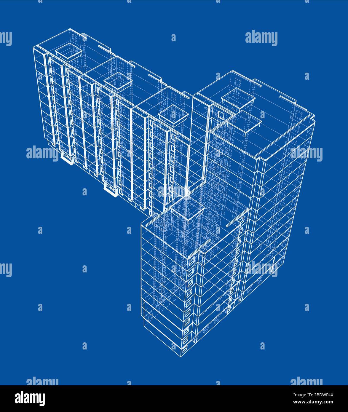 Vector wire-frame model of a multi-storey building Stock Vector Image ...