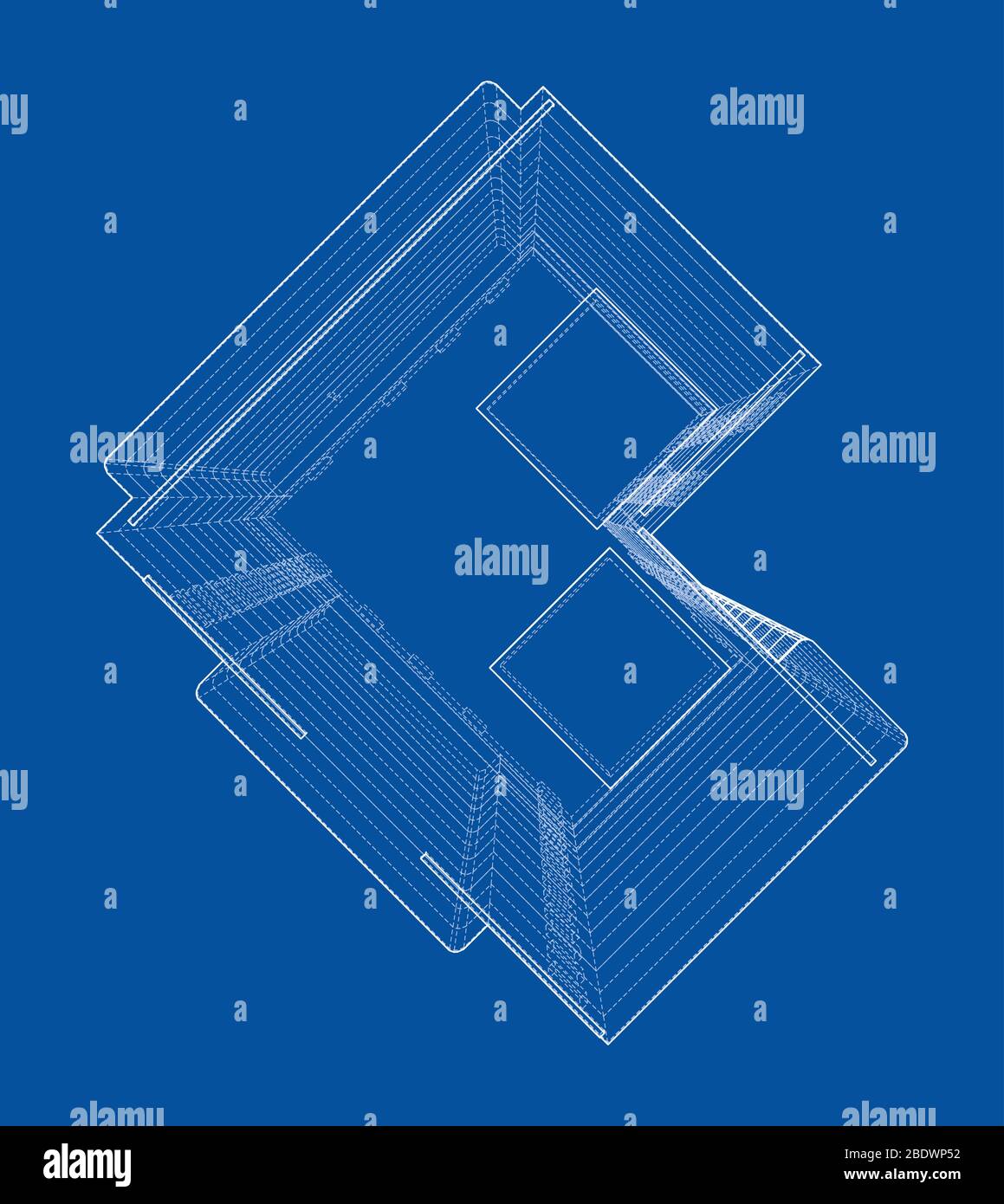 Vector wire-frame model of a multi-storey building Stock Vector Image ...