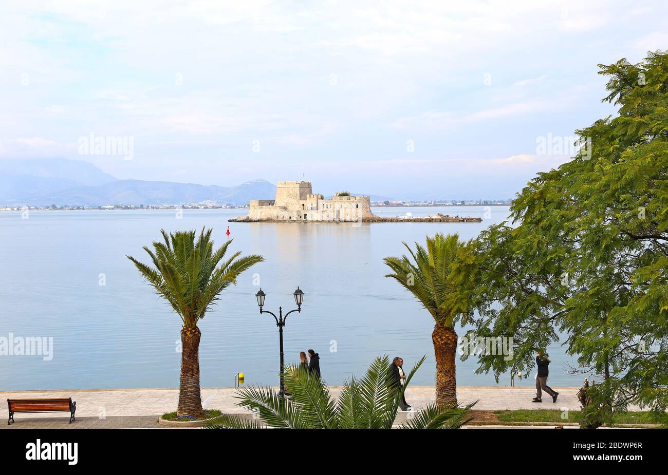 scenery of Bourtzi castle at Nafplio town Greece Stock Photo - Alamy