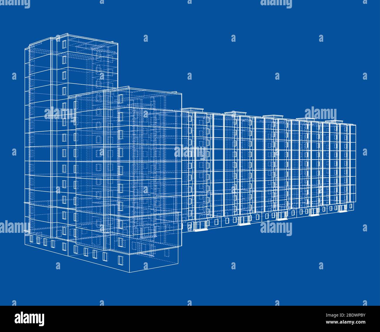 Vector wire-frame model of a multi-storey building Stock Vector Image ...