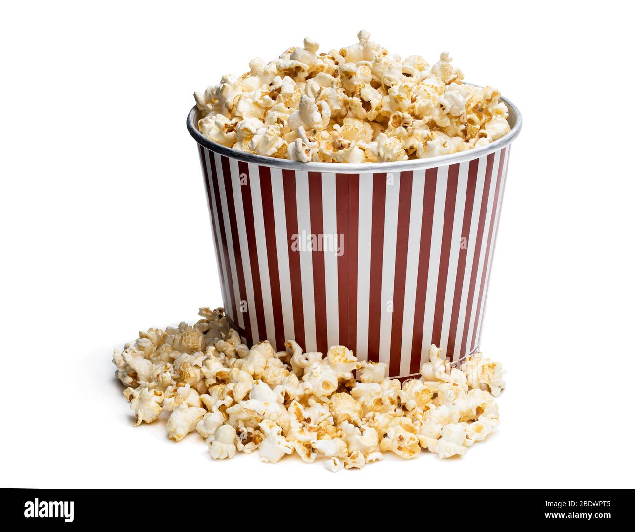 Big bucket of popcorn isolated on white Stock Photo - Alamy