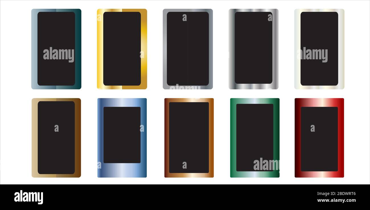 Mobile phones, smartphones or tablets screen icons set in various ...