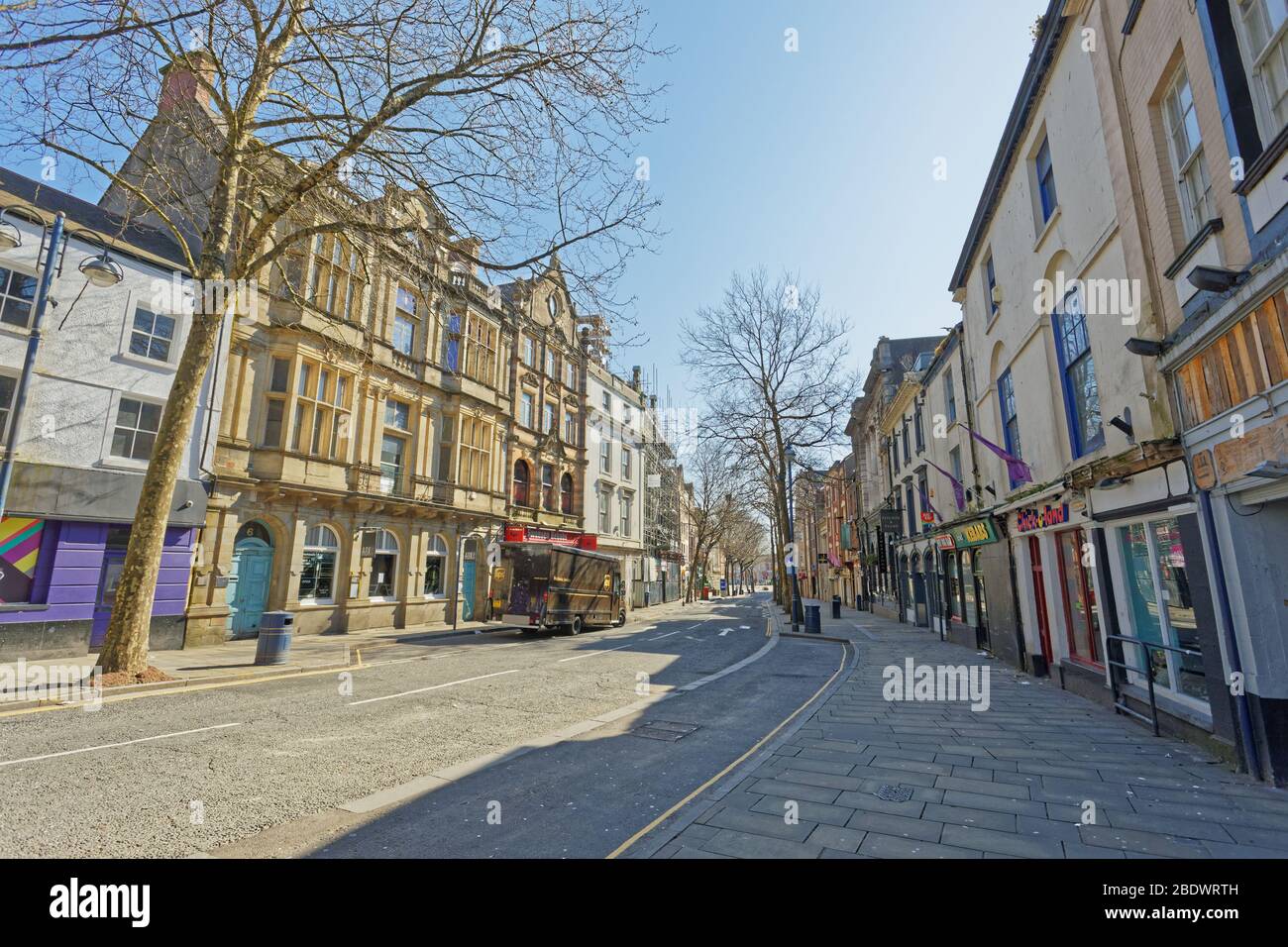 Pictured: The deserted Wind Street in Swansea, Wales, UK. Thursday 26 ...