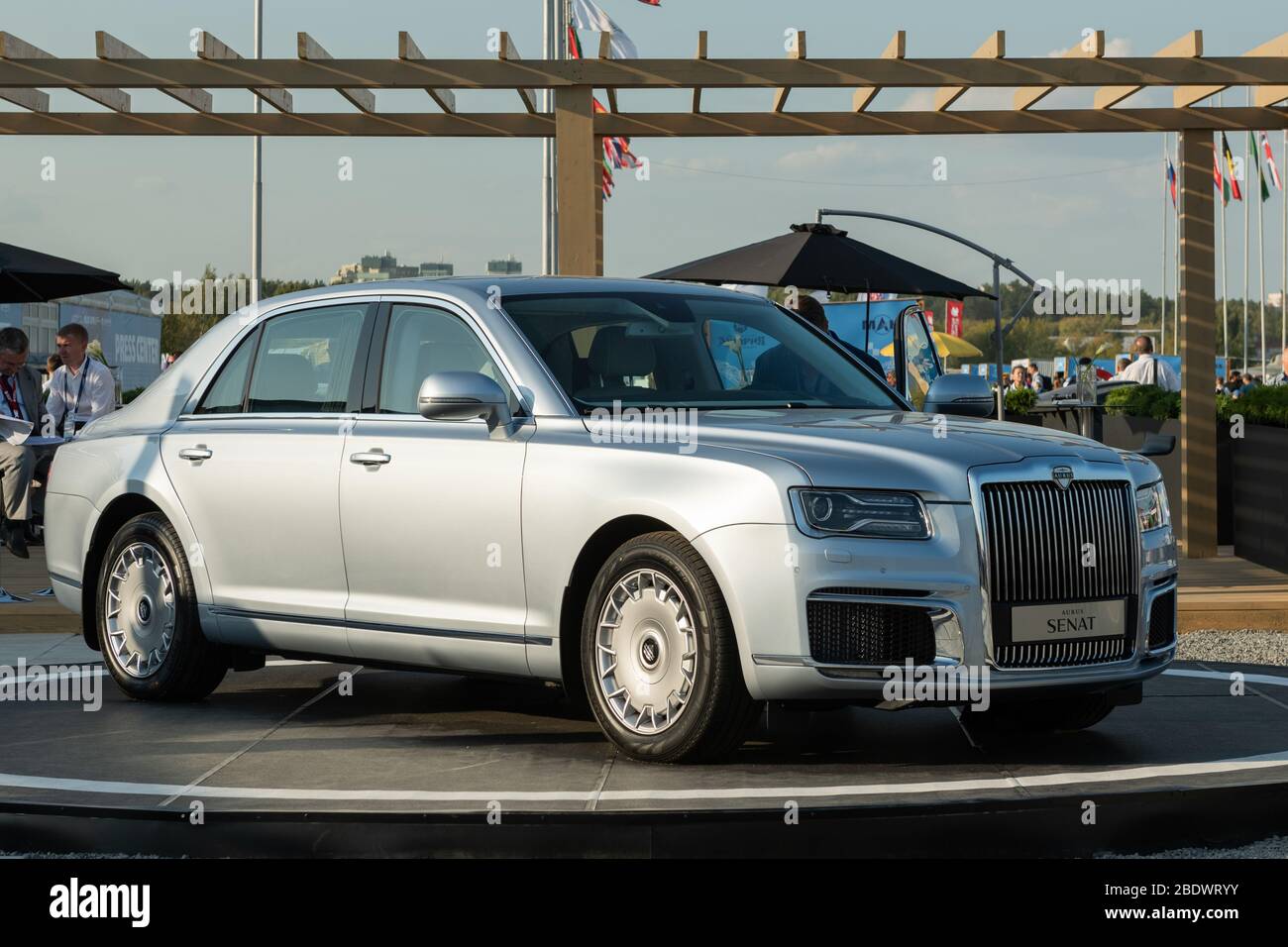August 30, 2019. Zhukovsky, Russia. Russian executive car Aurus Senat ...