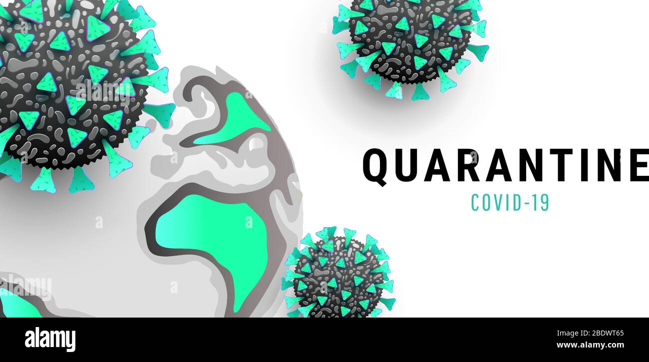 Covid-19 coronavirus quarantine design horizontal banner with 3d virus ...