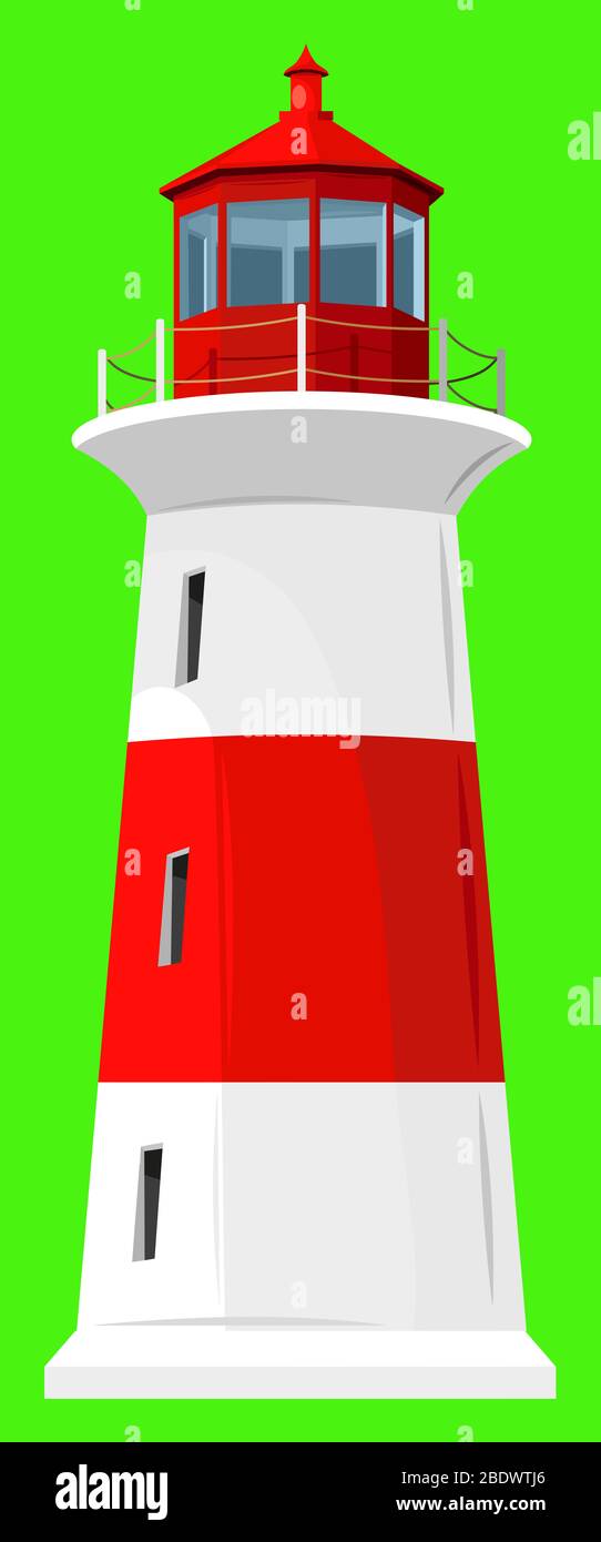 lighthouse building coast warning tower safety illustration Stock Photo ...