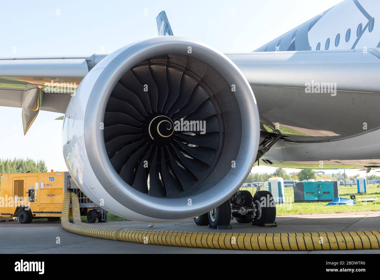 August 30, 2019. Zhukovsky, Russia. Aircraft engine Rolls-Royce Trent ...