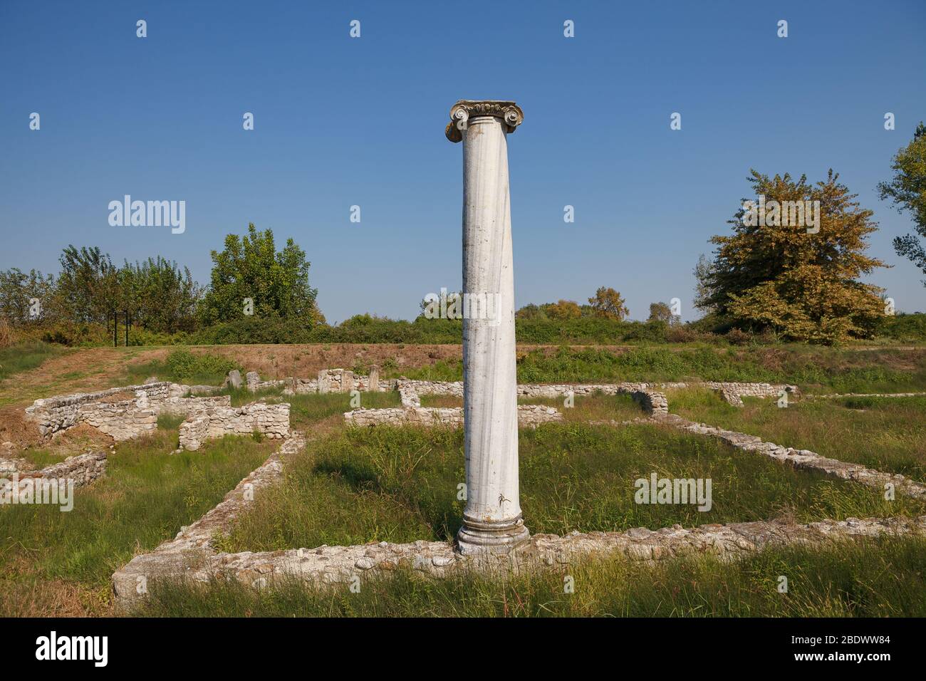 Ancient theater and coulms in Dion, Greece Stock Photo - Alamy