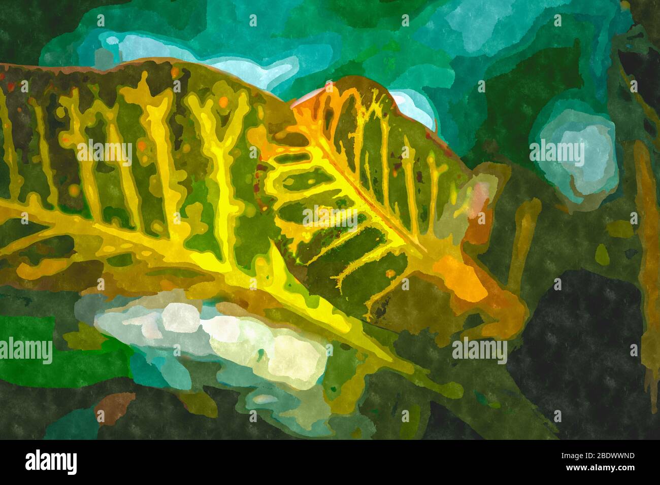Watercolor painting illustration with green botanical garden plants ...