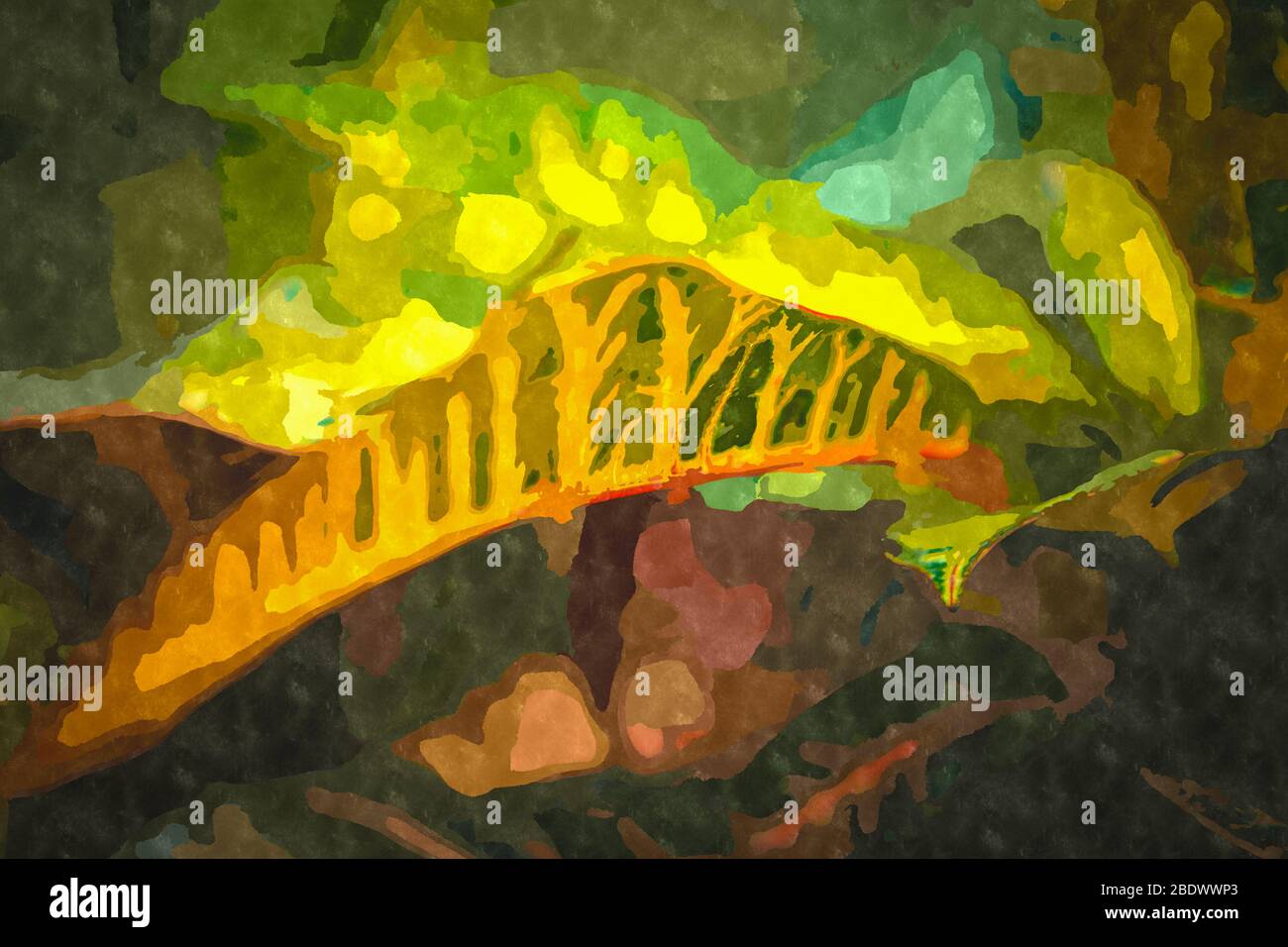Watercolor painting illustration with green botanical garden plants ...