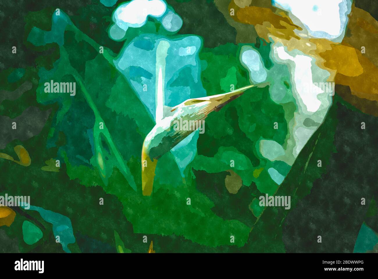 Watercolor painting illustration with green botanical garden plants ...