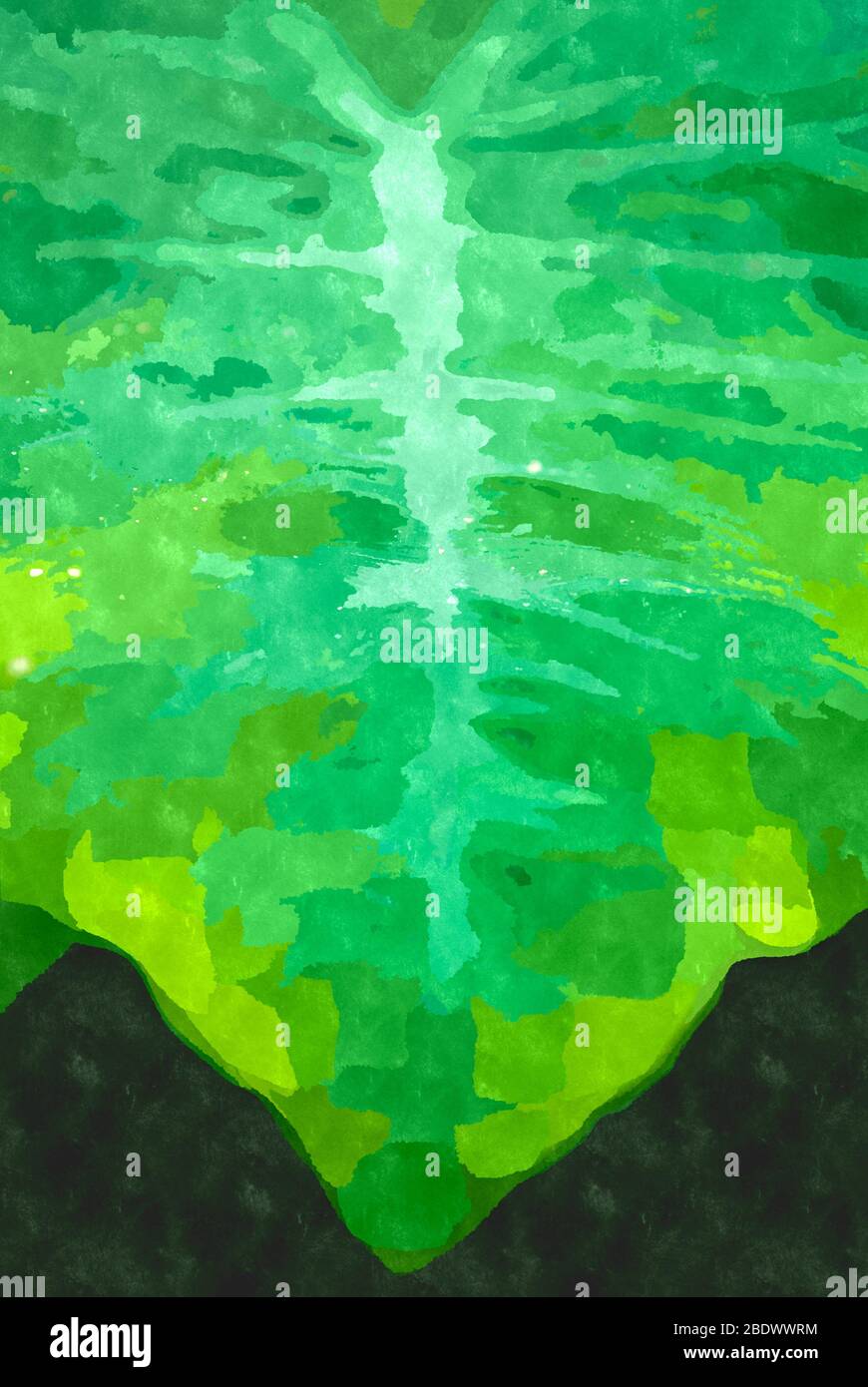 Watercolor painting illustration with green botanical garden plants ...