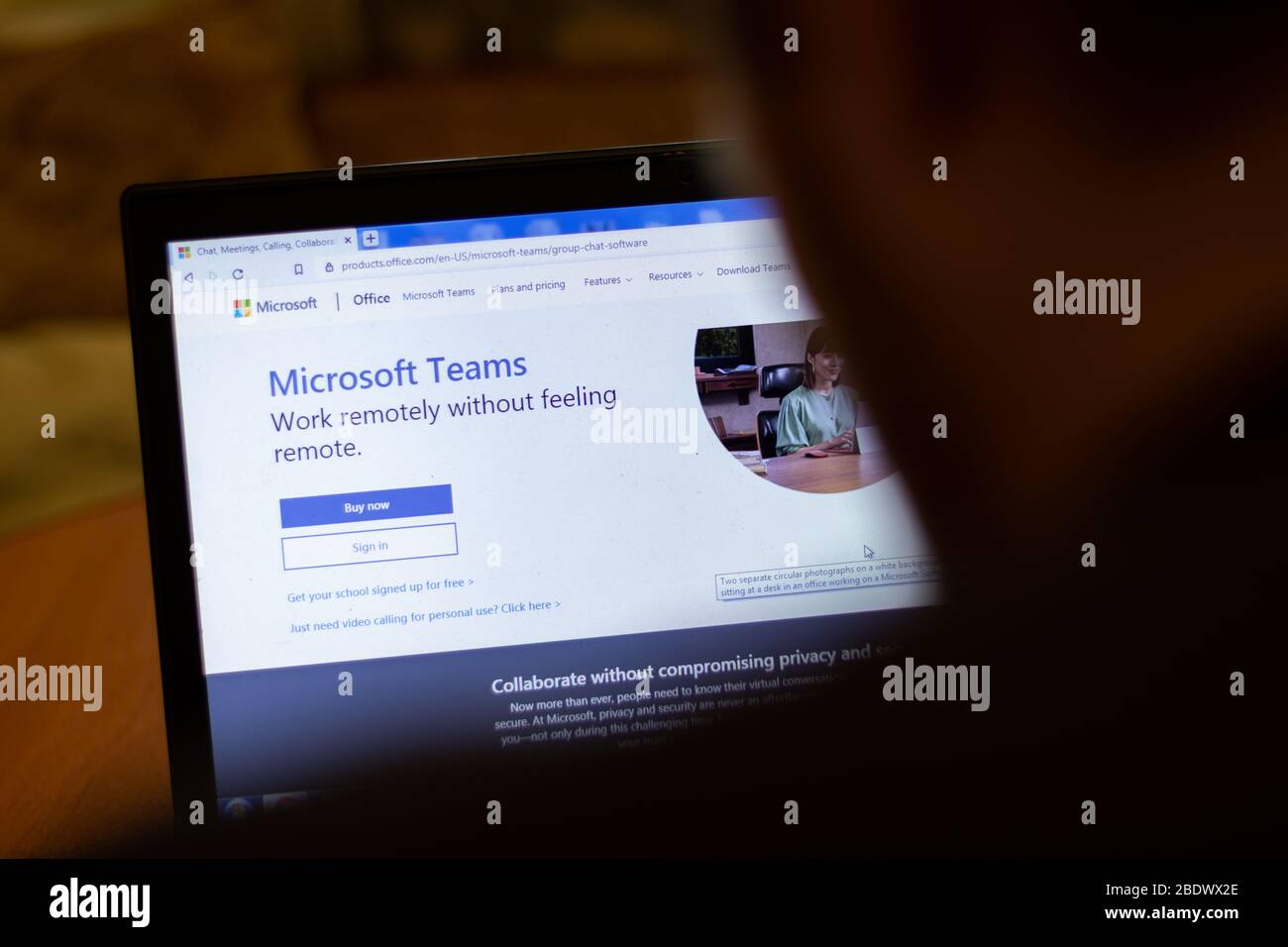 New York, USA - 9 April 2020: Microsoft Teams website on laptop screen ...