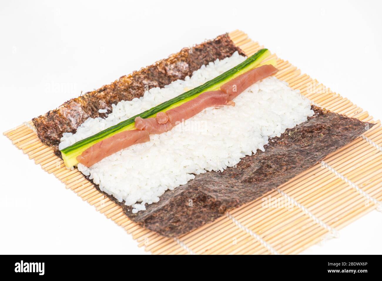 Sushi roll Japanese dish tuna and cucumber with spicy wasabi maki open ... Sushi roll Japanese dish tuna and cucumber with spicy wasabi maki open ...