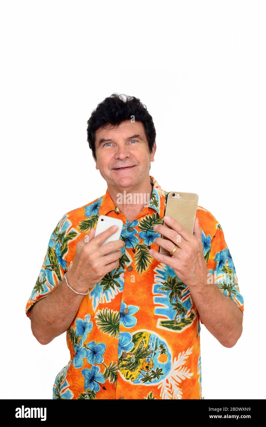 Using two phones hi-res stock photography and images - Alamy