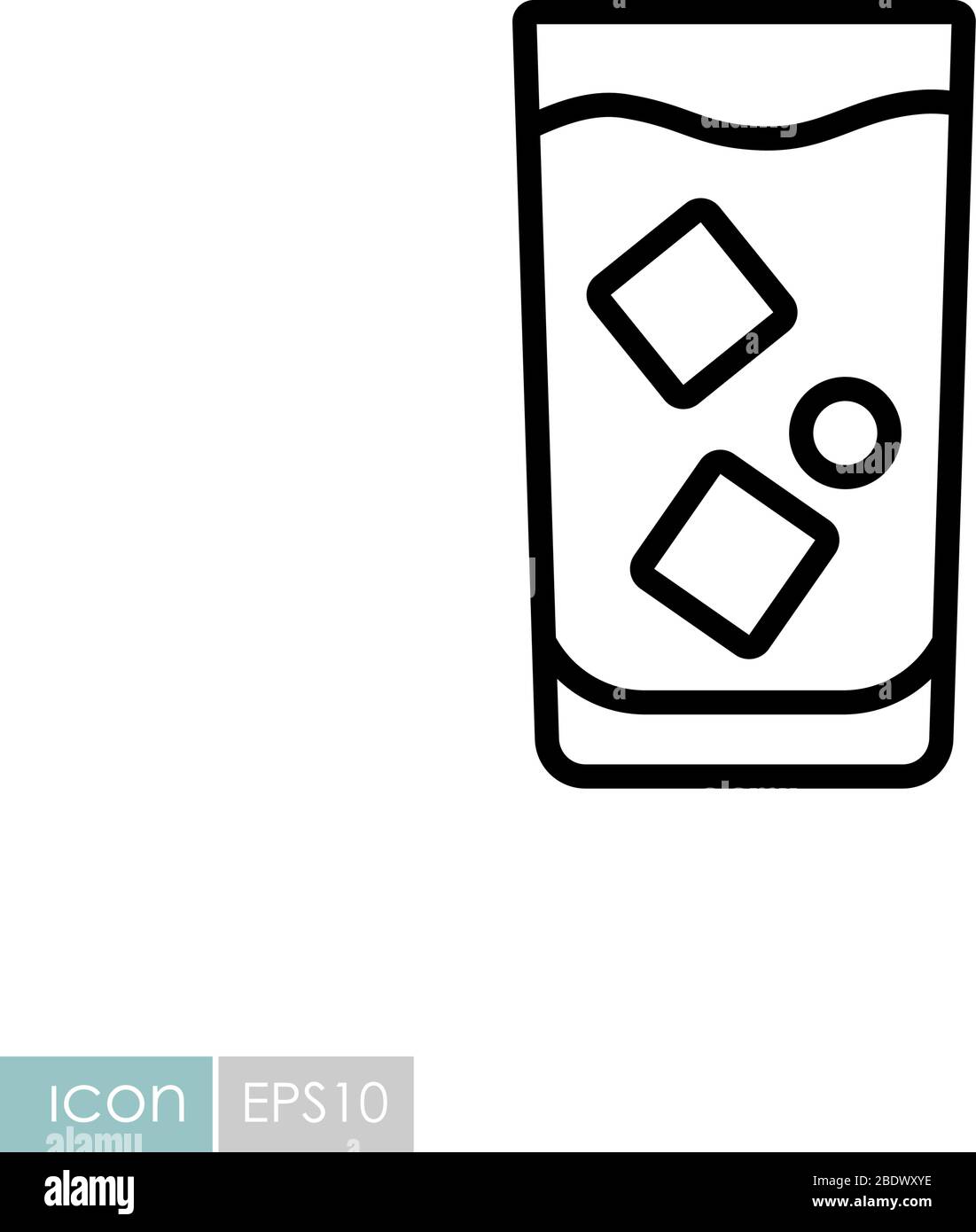 Glass of water with ice vector icon. Graph symbol for cooking web site ...