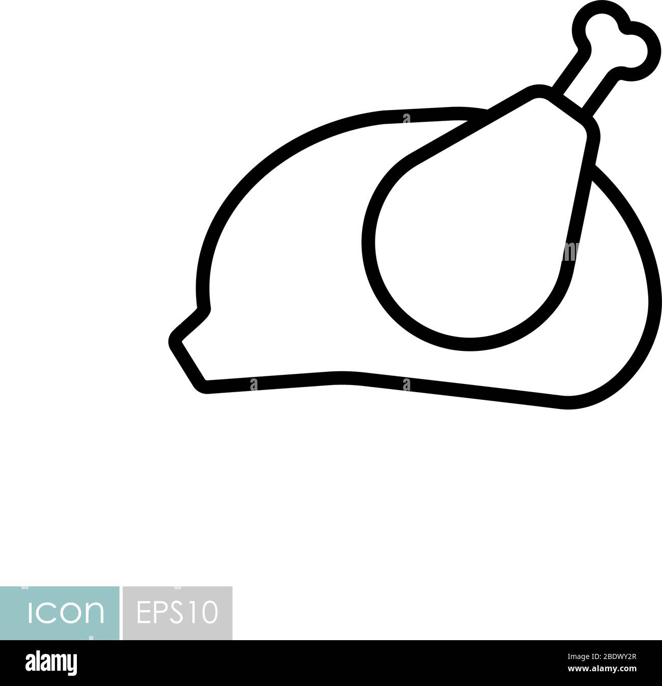 Whole roast chicken vector icon food meat. Barbecue and bbq grill sign ...