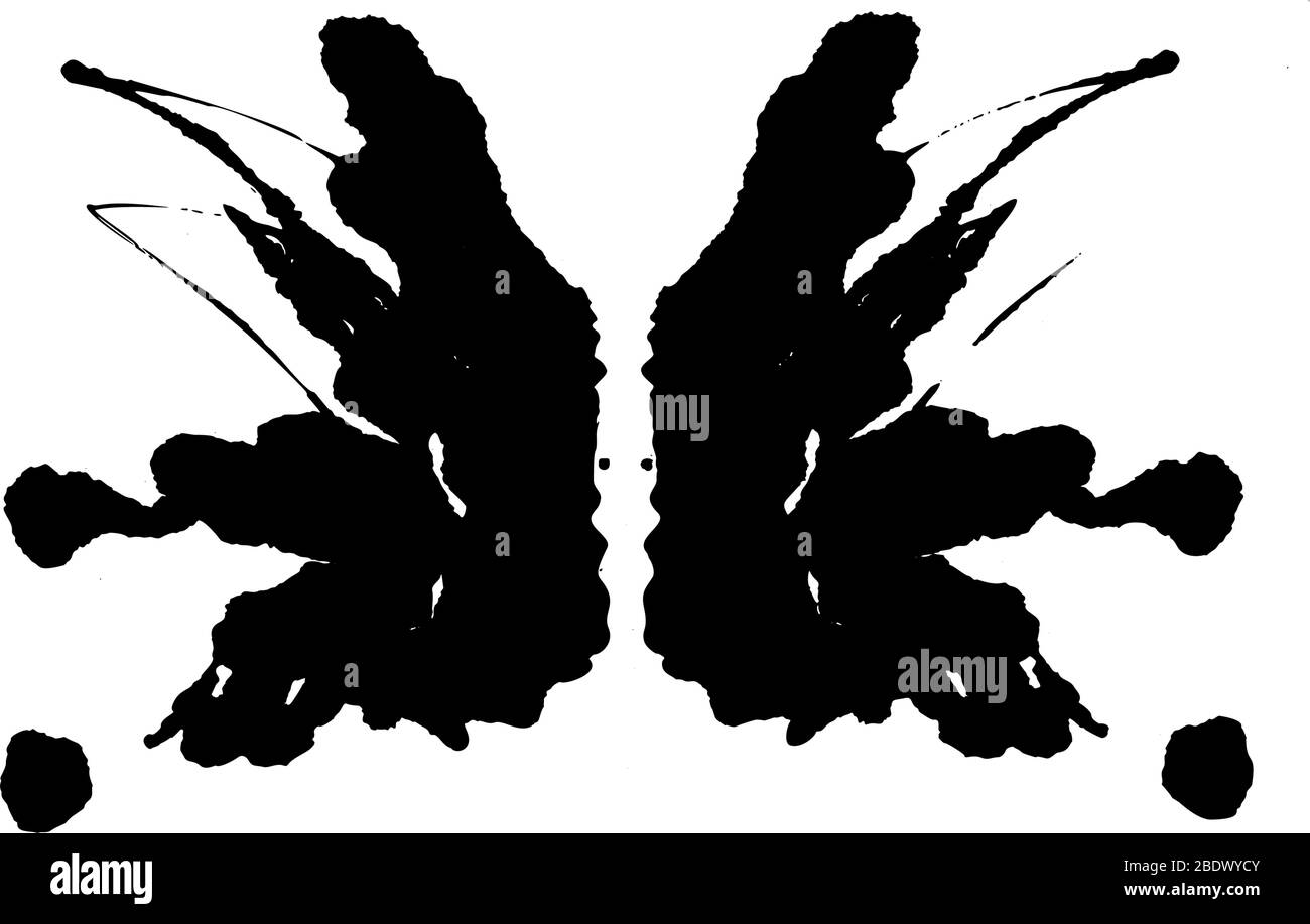 Rorschach inkblot test illustration, random symmetrical abstract ink ...
