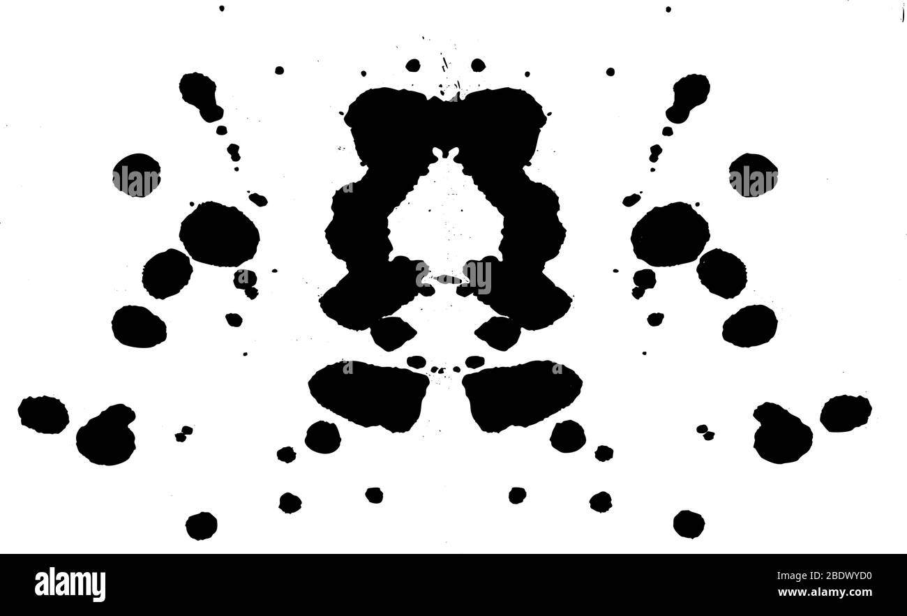 Rorschach inkblot test illustration, random symmetrical abstract ink ...