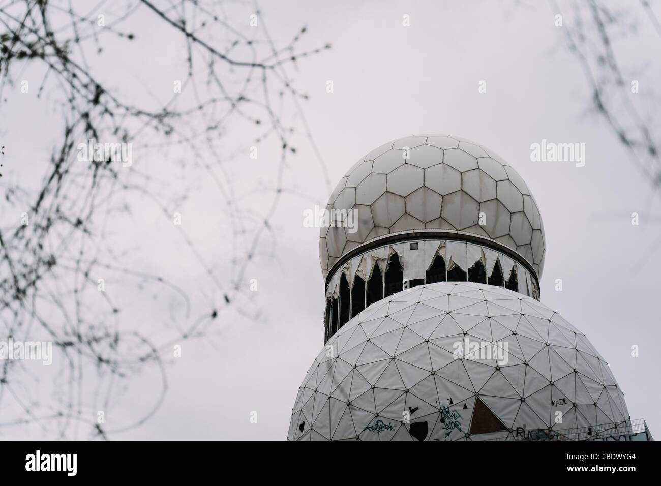 ruin of abandoned NSA field station, listening station on Teufelsberg ...