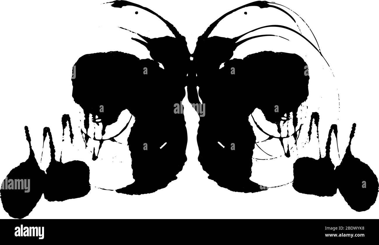 Rorschach inkblot test illustration, random symmetrical abstract ink ...
