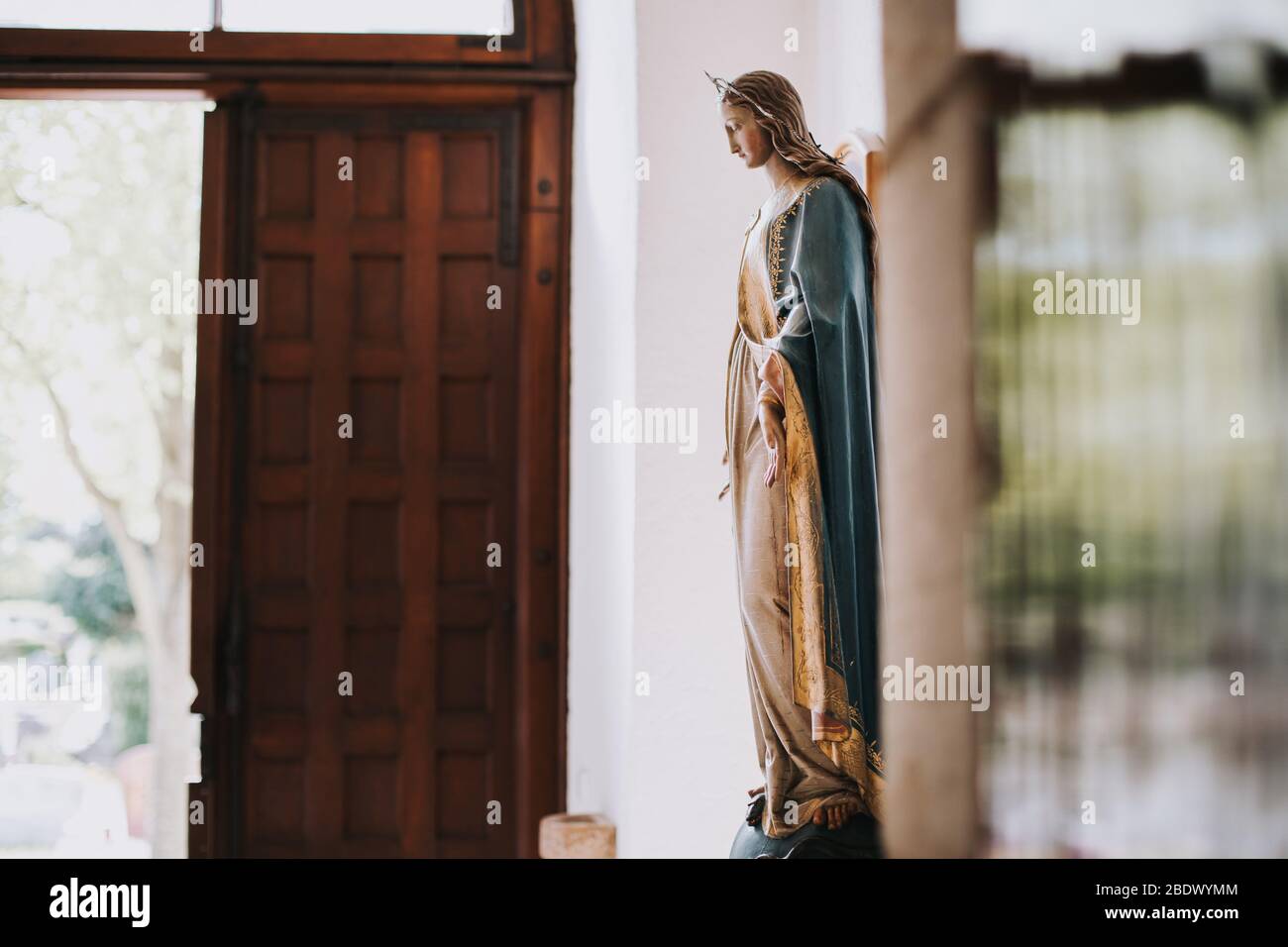 wooden figure of Jesus Christ standing in a German church Stock Photo ...