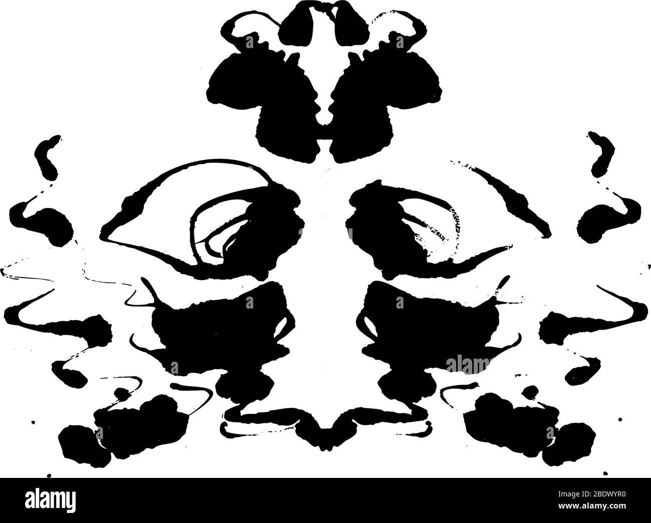 Rorschach inkblot test illustration, random symmetrical abstract ink ...