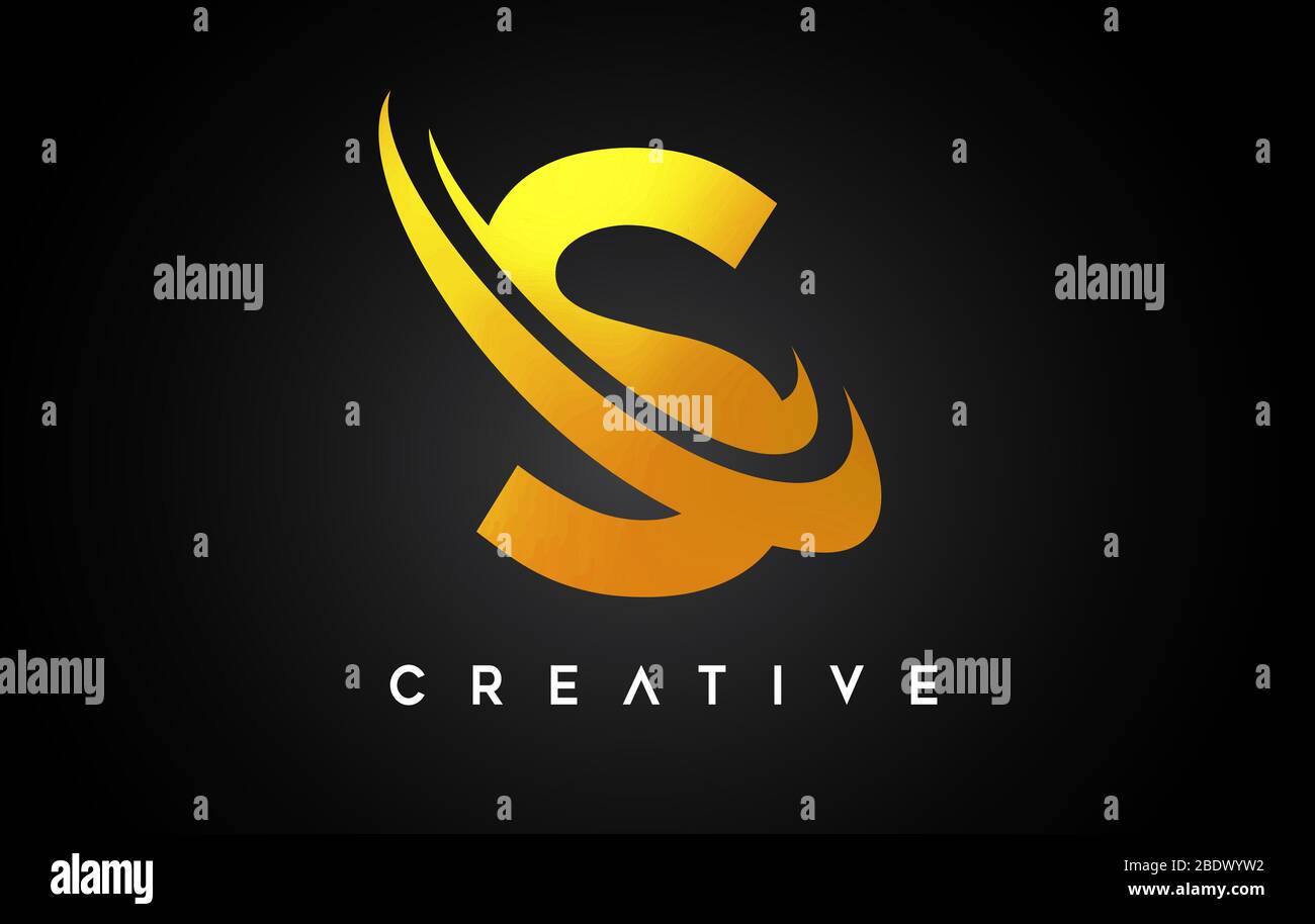 Golden Letter S Logo. S Letter Design Vector with Golden Gray Swash ...