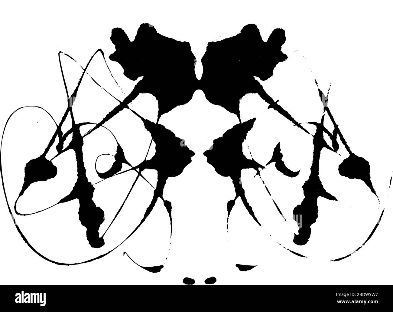 Rorschach inkblot test illustration, random symmetrical abstract ink ...