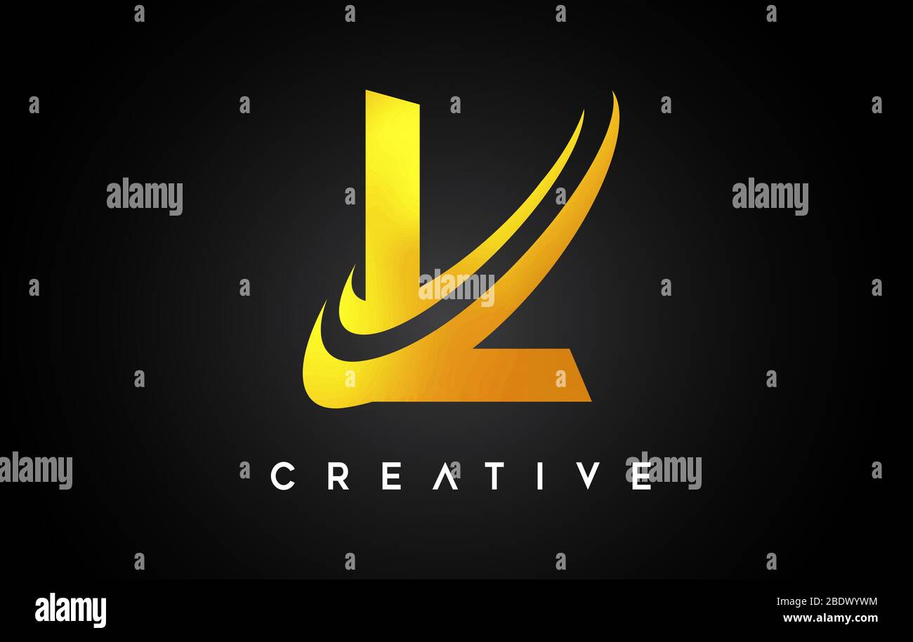 Golden Letter L Logo. L Letter Design Vector with Golden Gray Swash ...