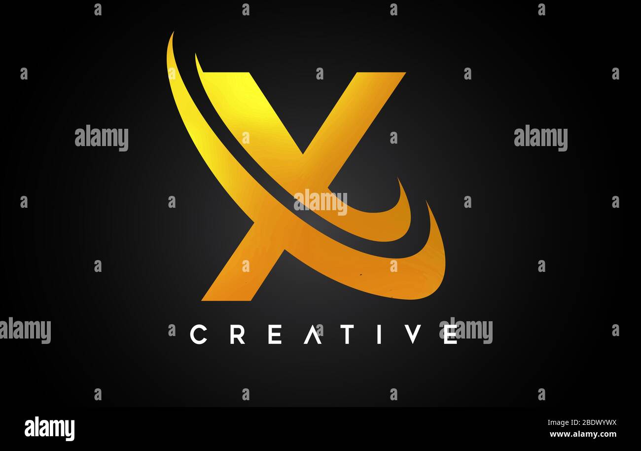 Golden Letter X Logo. X Letter Design Vector with Golden Gray Swash ...
