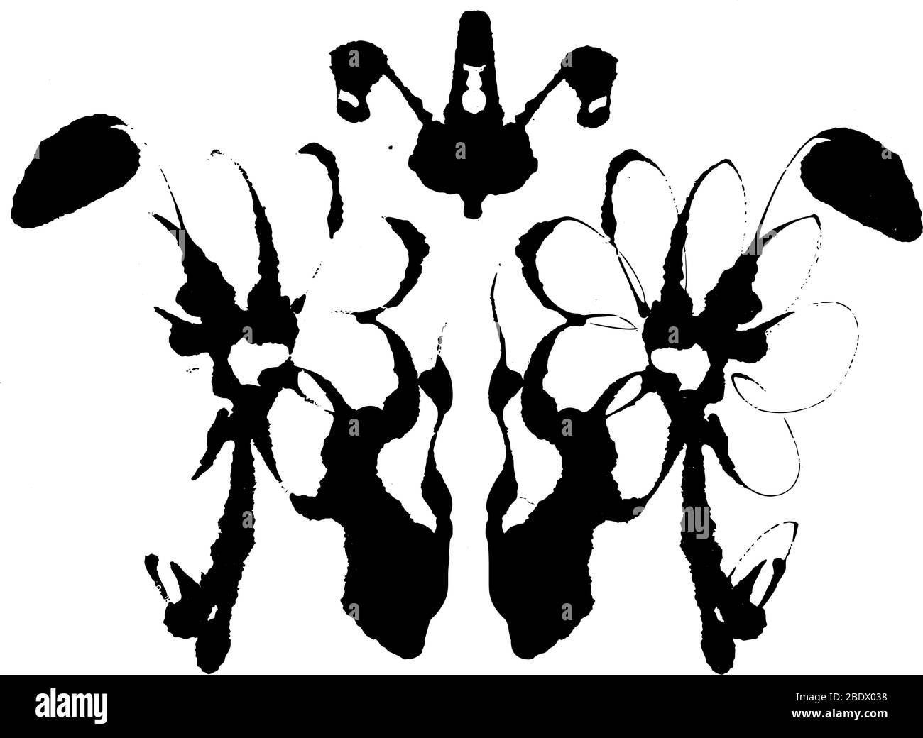 Rorschach inkblot test illustration, random symmetrical abstract ink ...
