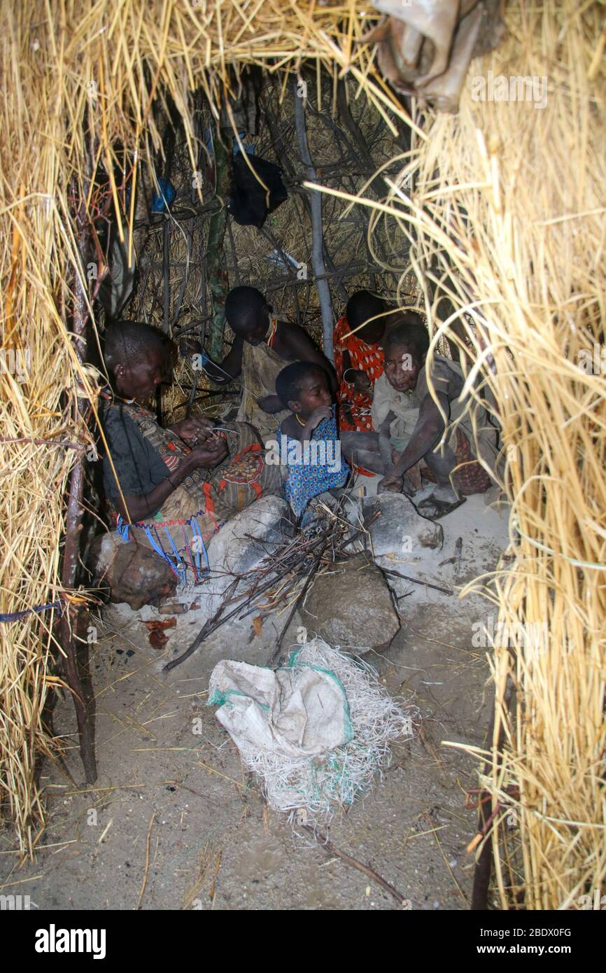 A group of Hadza woman in traditional dress. Photographed at Lake Eyasi ...