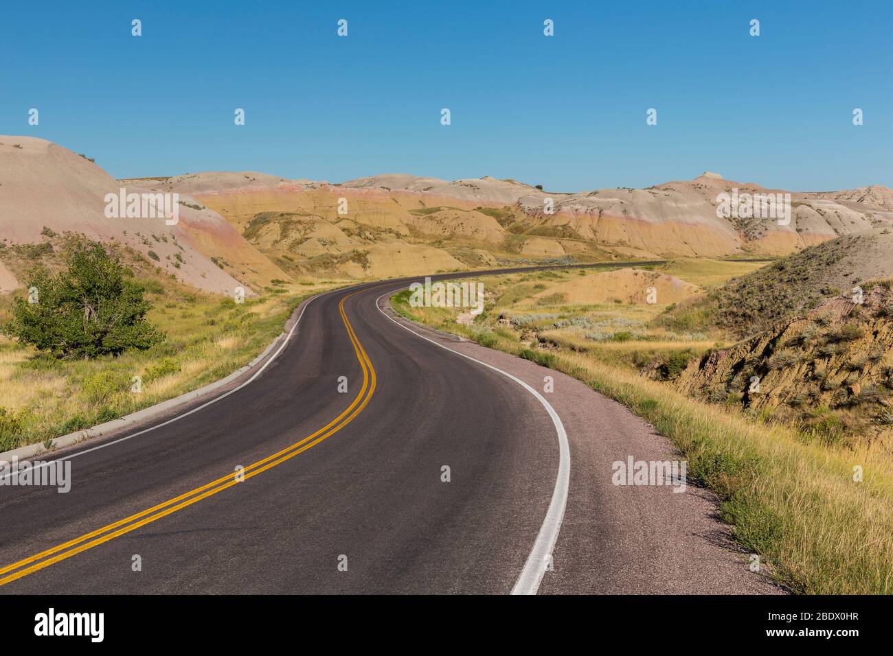 Highway In The Badlands Scenic Landscape Stock Photo - Alamy