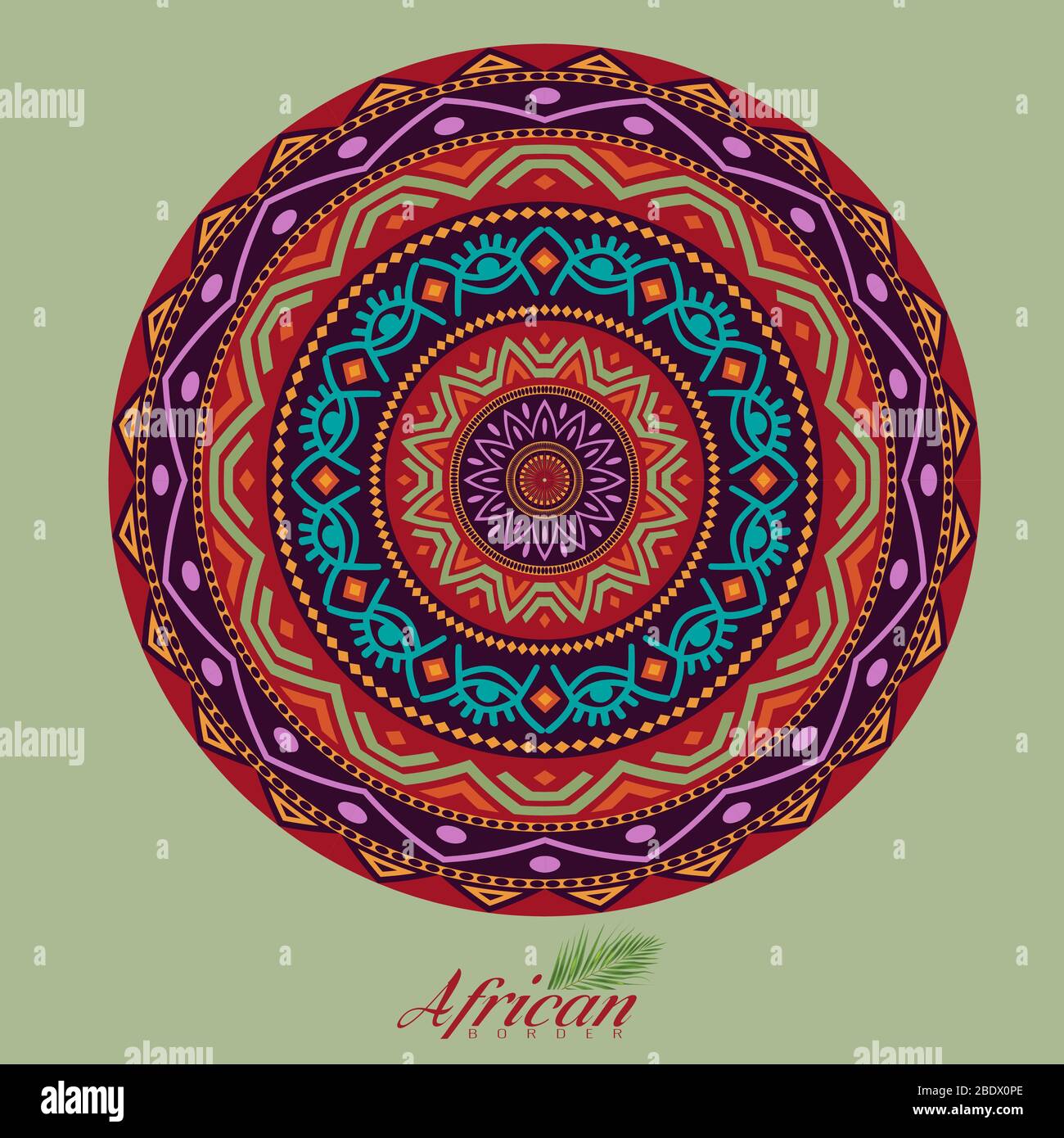 African round mandala with adinkra symbols. Antique pattern. Vector ...