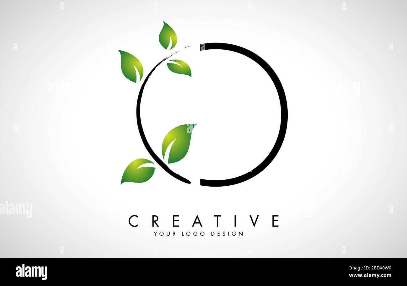 Leaf Letter O Logo Design with Green Leaves on a Branch. Letter O with ...