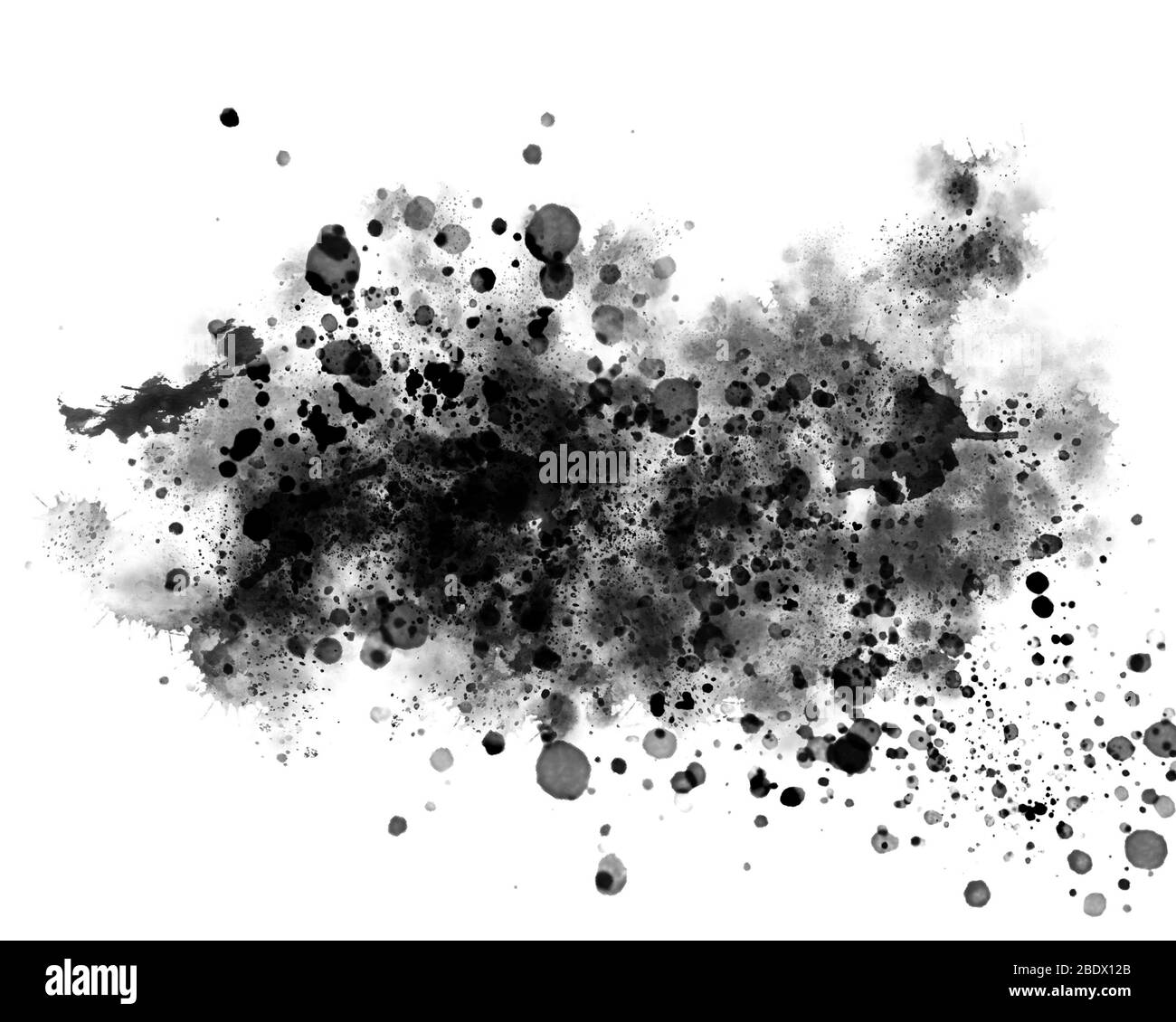 Grunge black on white digital watercolor splash abstract background ...