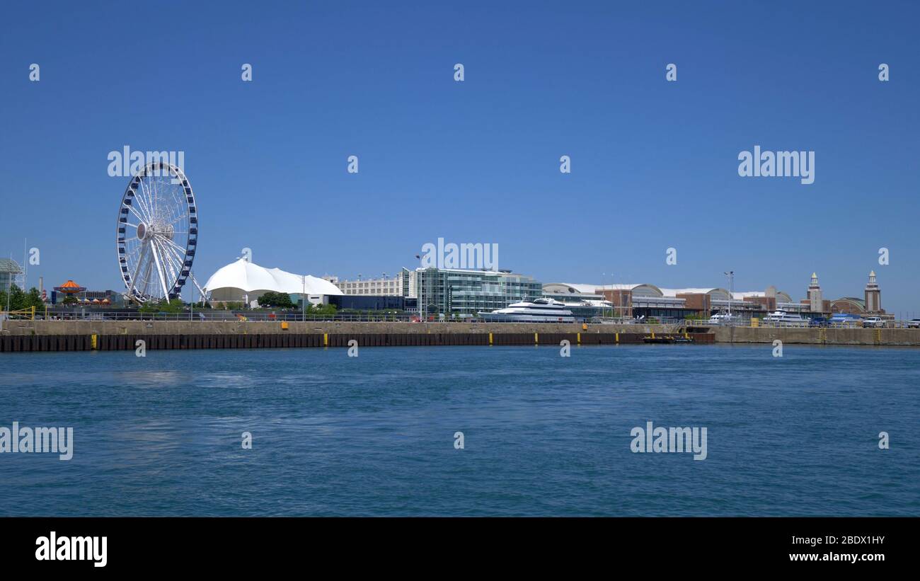 Cruise along Navy Pier in Chicago - CHICAGO. UNITED STATES - JUNE 11 ...