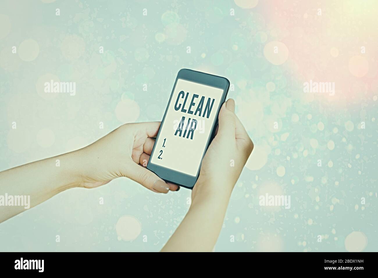 Writing note showing Clean Air. Business concept for air that has no ...